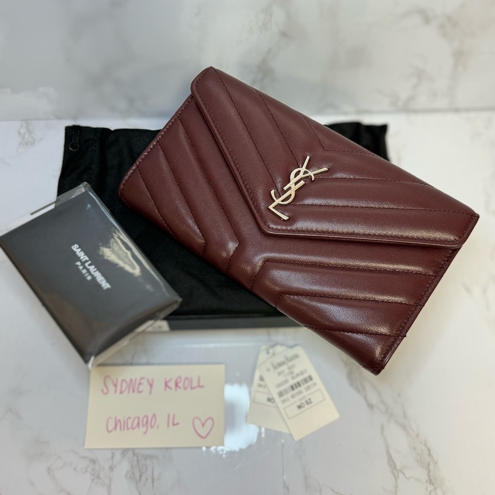 Ysl Saint Laurent Cassandre Quilted Flap Wallet - Gem